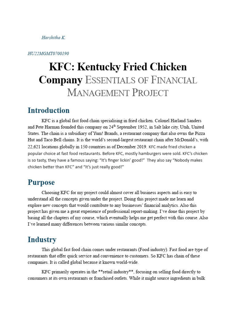Essentials of Financial Management Project | PDF | Investing | Foods
