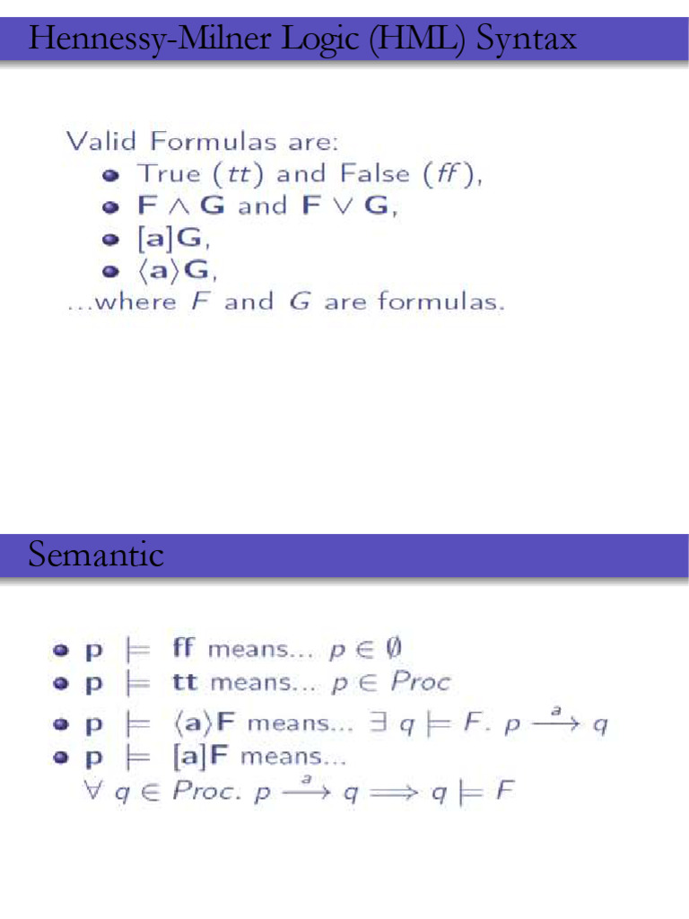 Hennessy-Milner Logic Guide | PDF