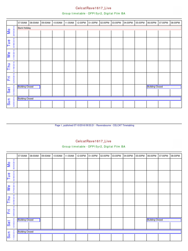 Digital Film BA Timetable 2016-17 | PDF