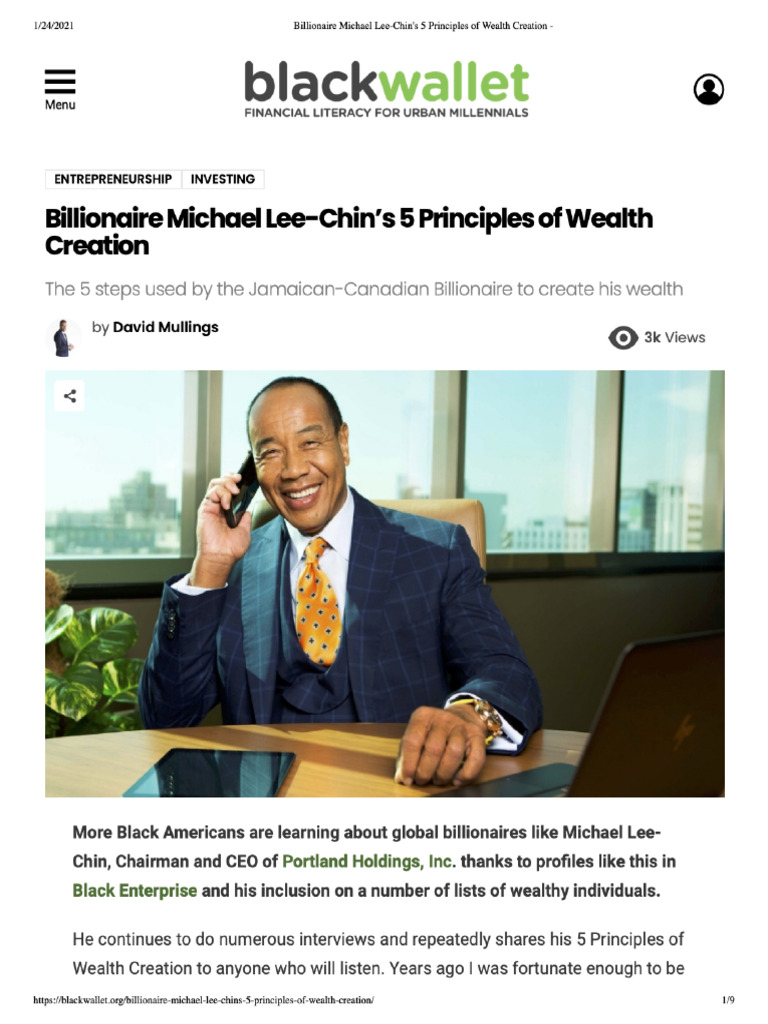 Billionaire Michael Lee-Chin - S 5 Principles of Wealth Creation | PDF