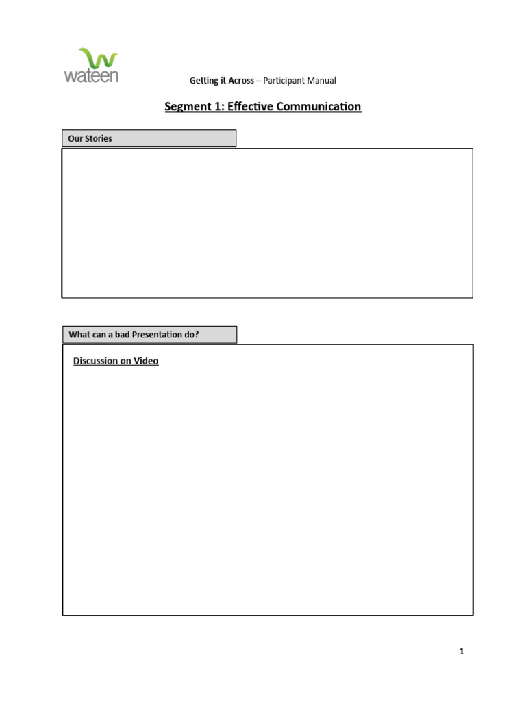 Participant Manual - Getting It Across | PDF | Communication | Human ...