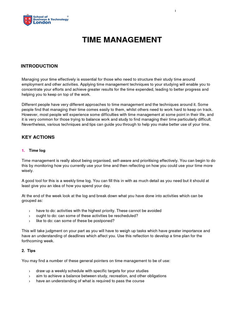 Time Management | PDF | Time Management | Professional Skills