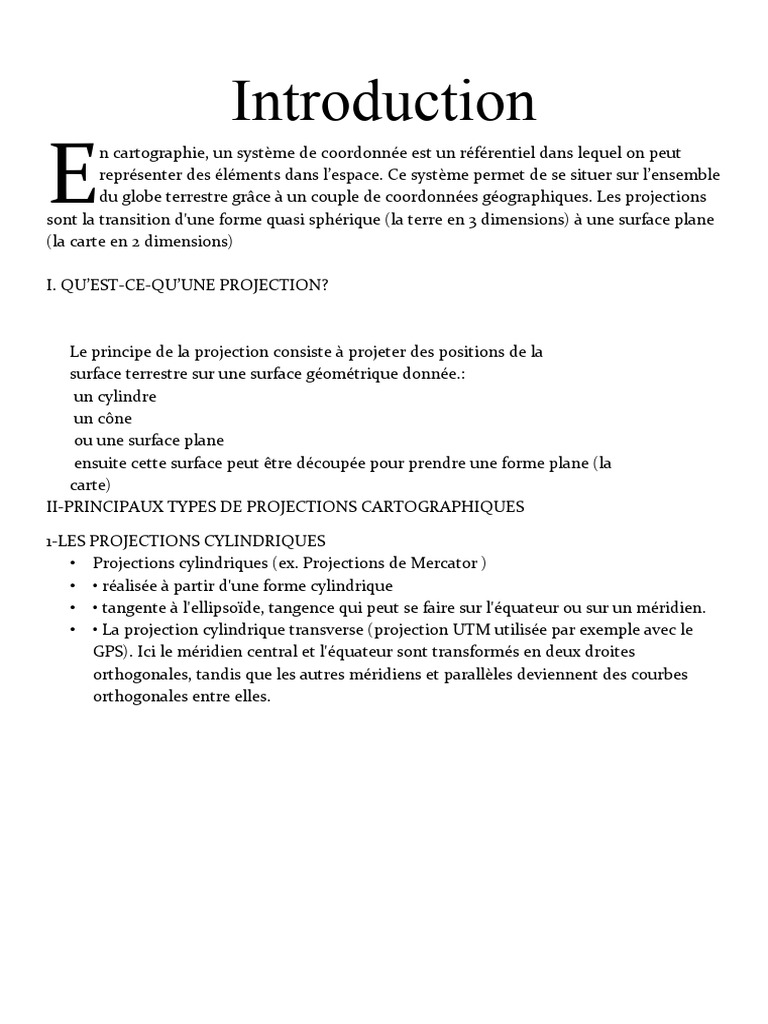 Types de Projections Cartographiques | PDF | Géométrie | Géodésie