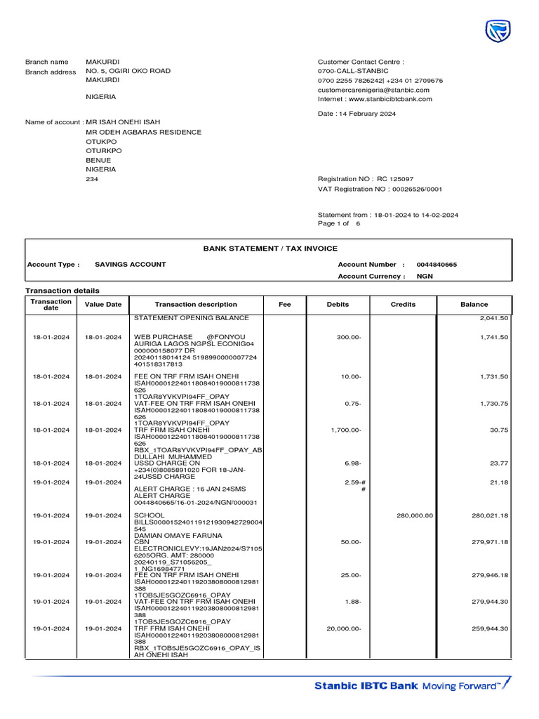 Statement of Account Iro | PDF | Overdraft | Debits And Credits