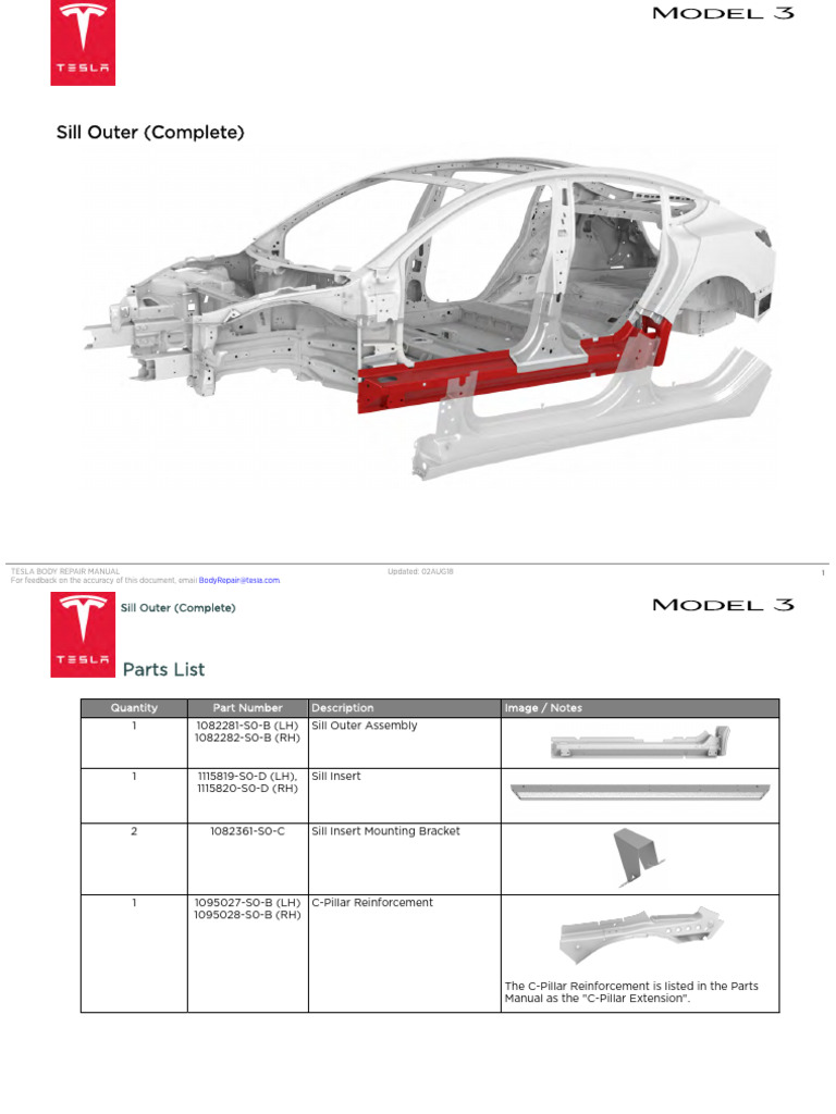 Tesla Sill Outer Repair Guide | PDF | Welding | Construction