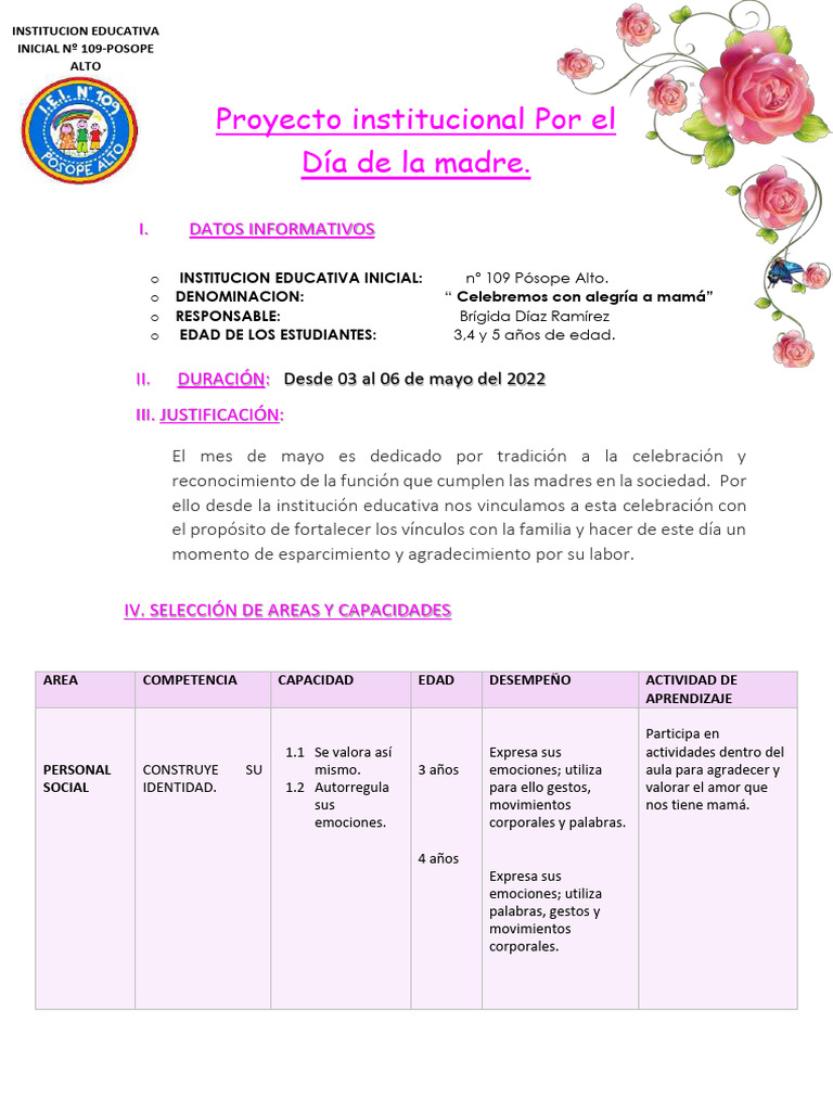 Celebración del Día de la Madre en Educación Infantil | PDF | Enseñando ...