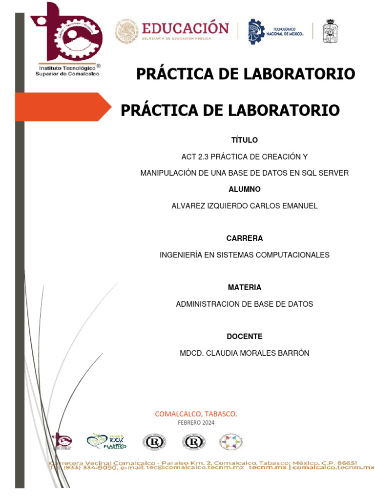 A 2.3 Creación y Manipulación de Datos en Un SGBD | PDF | SQL | Bases de datos