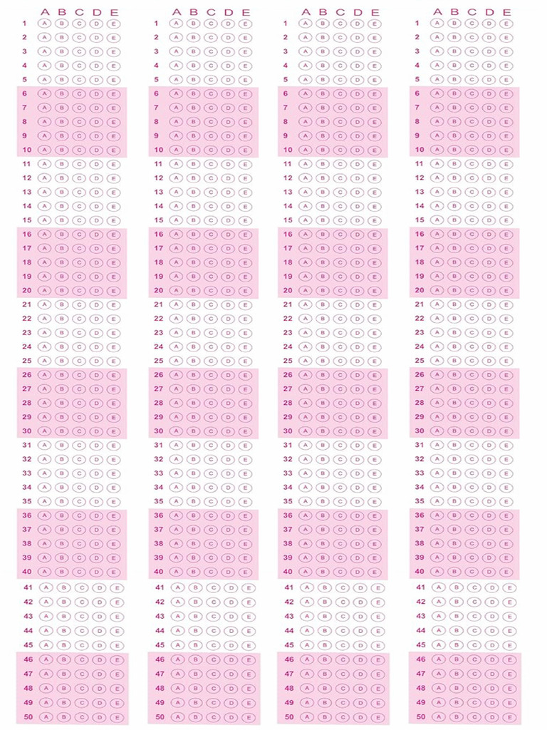 Omr Sheet Nbme Practice | PDF