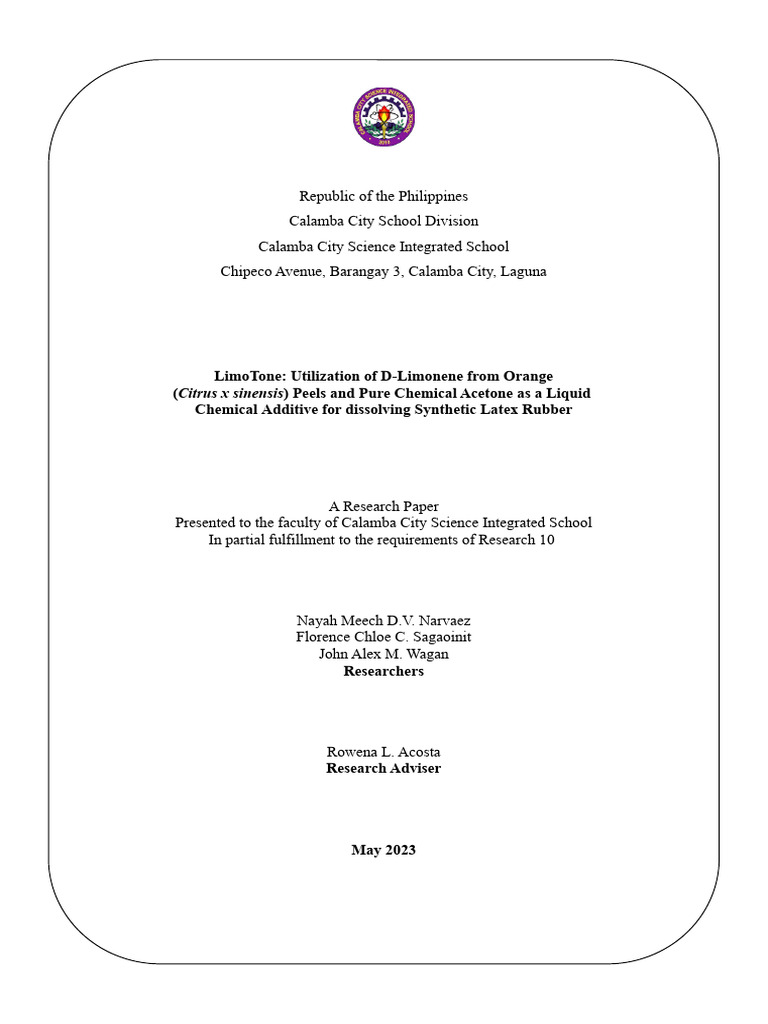 GRP15 Narvaez Sagaoinit Wagan Research | PDF | Natural Rubber ...