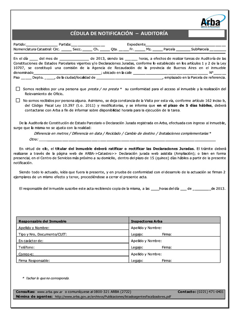 Cédula de Notificación Auditoría Particular | PDF