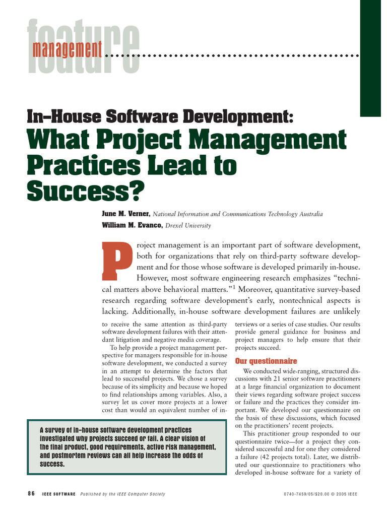 Practices That Lead To Project Success | PDF | Project Management | Questionnaire