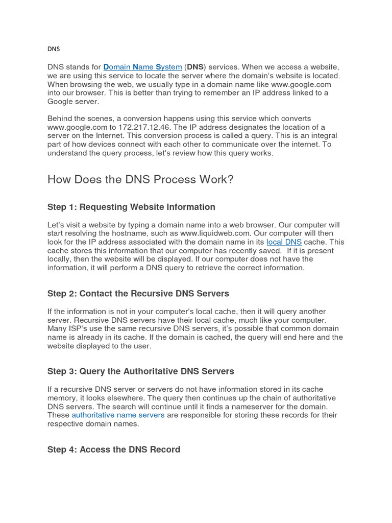 How Does The DNS Process Work?: Domain Name System | PDF | Domain Name ...