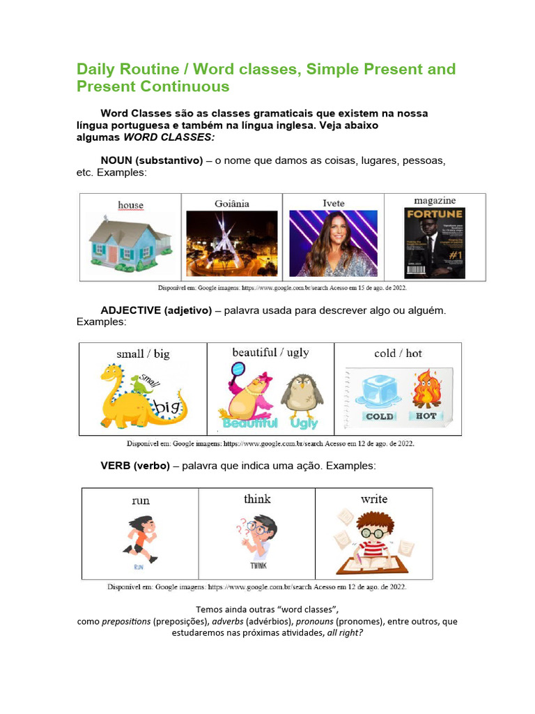 Daily Routine - 7º Ano | PDF