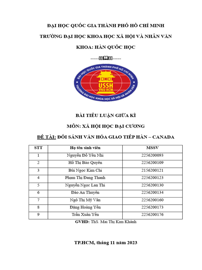 XHHDC - Baochi - 2023 - Doi Sanh Van Hoa Han Quoc - Canada | PDF
