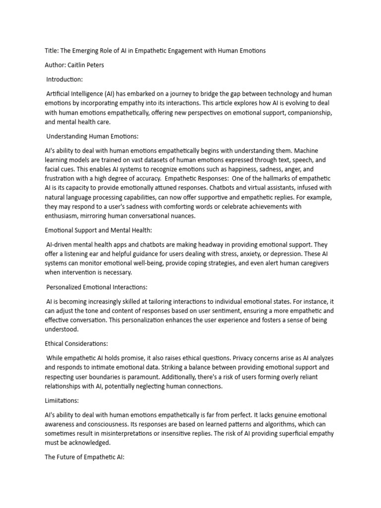 article | PDF | Empathy | Intelligence (AI) & Semantics