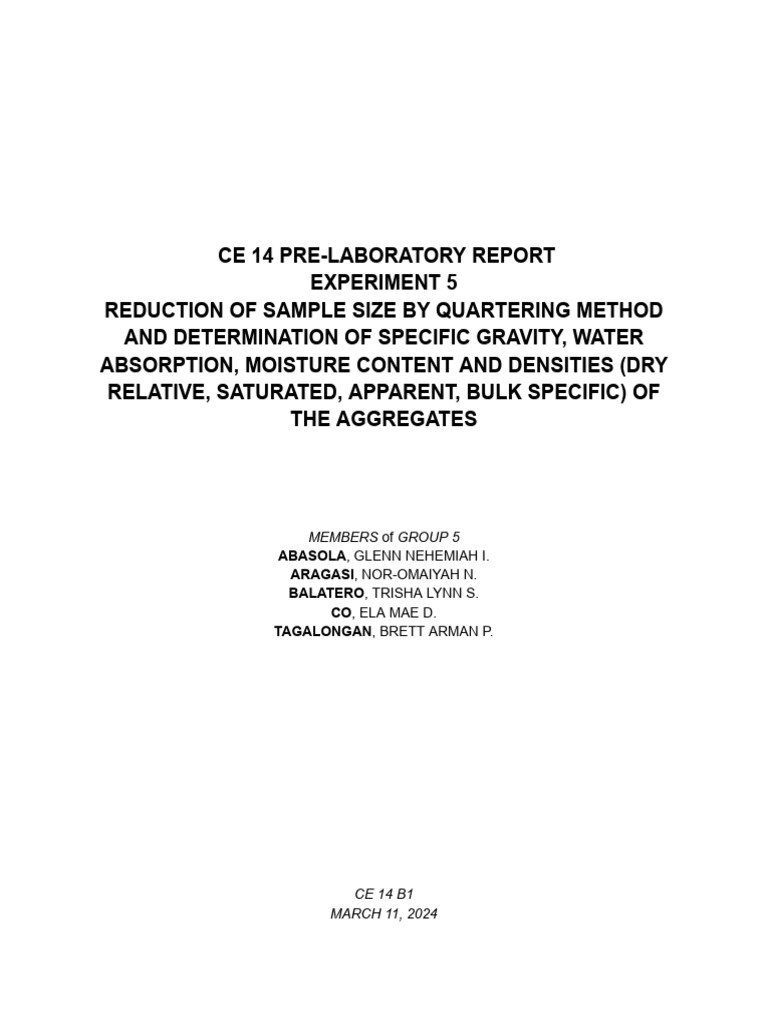 Ce14b1 Group-5 Pre-Lab Experiment-5 | PDF | Weight | Applied And Interdisciplinary Physics