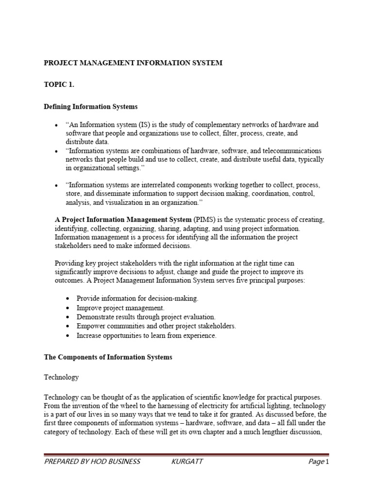 Project Management Information System | PDF | Information System ...