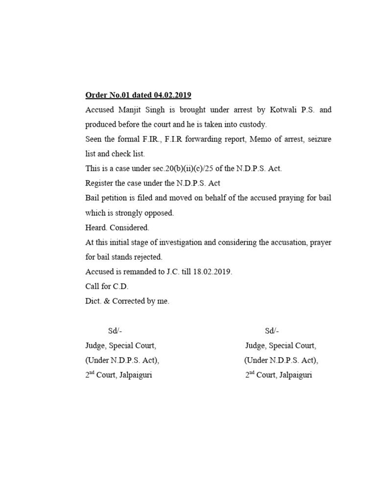 Typed Orders of Manjit Singh Case | PDF | Bail | Prosecutor