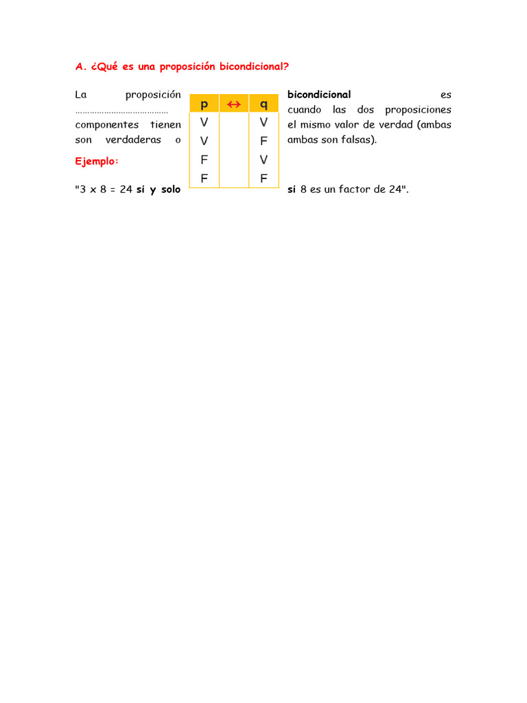 Proposición Bicondicional: Definición y Ejemplo | PDF | Filosofía