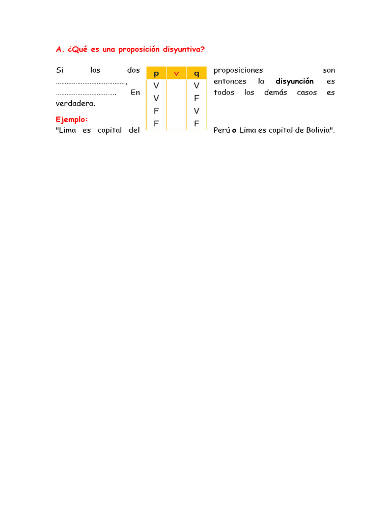 Qué es una proposición disyuntiva | PDF