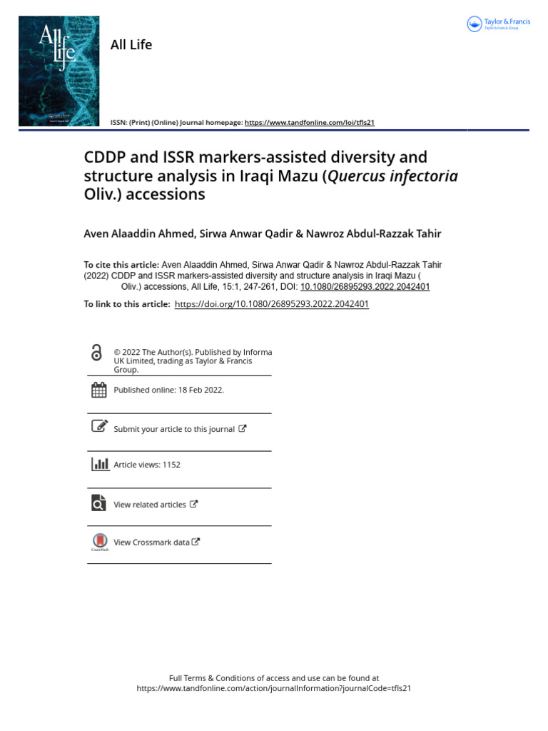 CDDP and ISSR Markers Assisted Diversity and Structure Analysis in ...