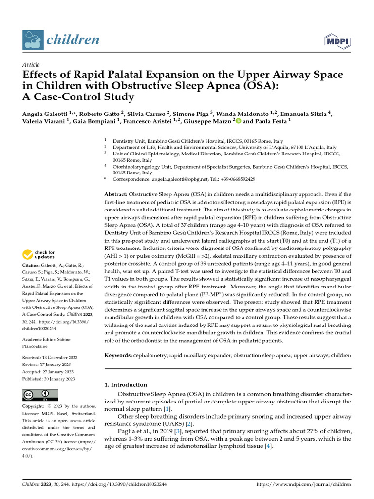 Effects of Rapid Palatal Expansion On The Upper Airway Space | PDF ...