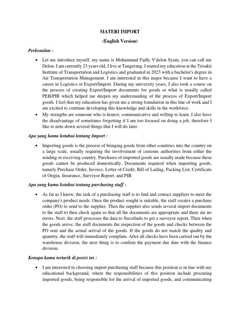 Materi Import Pdf Business