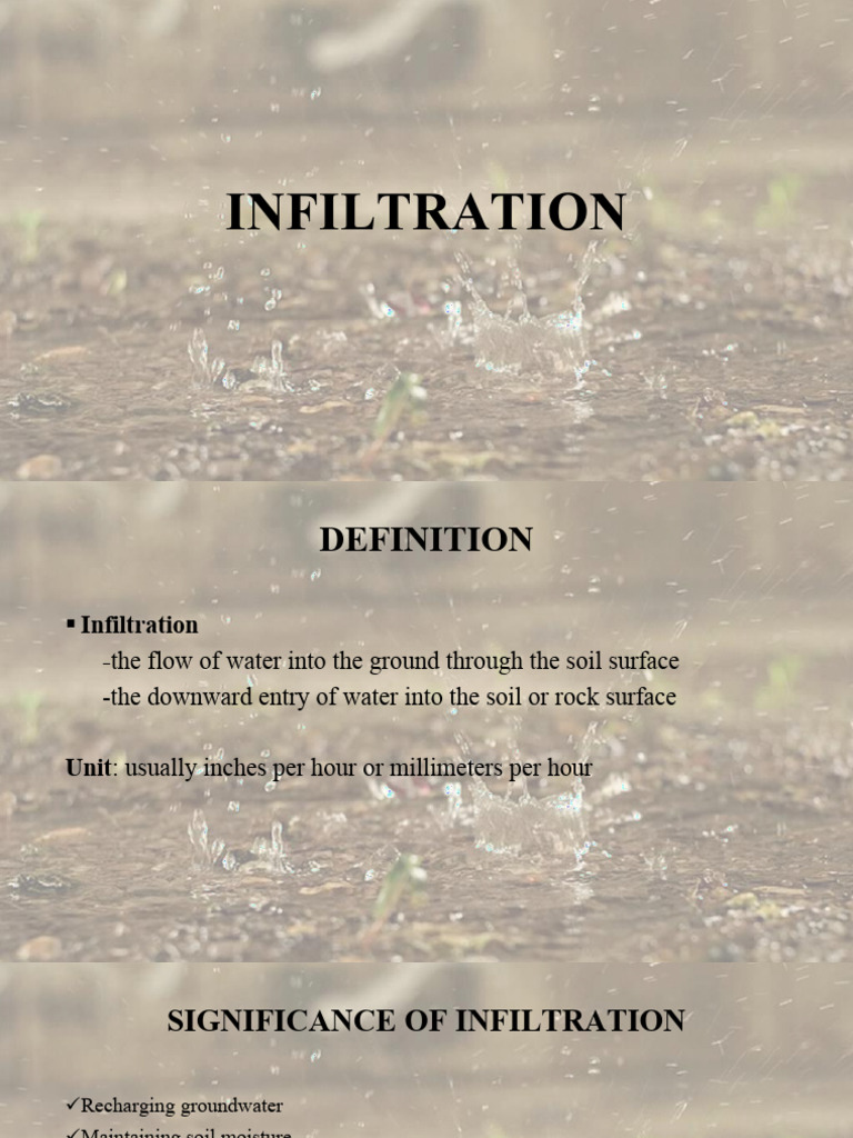 06 Introduction To Infiltration | PDF | Water And The Environment | Natural Materials