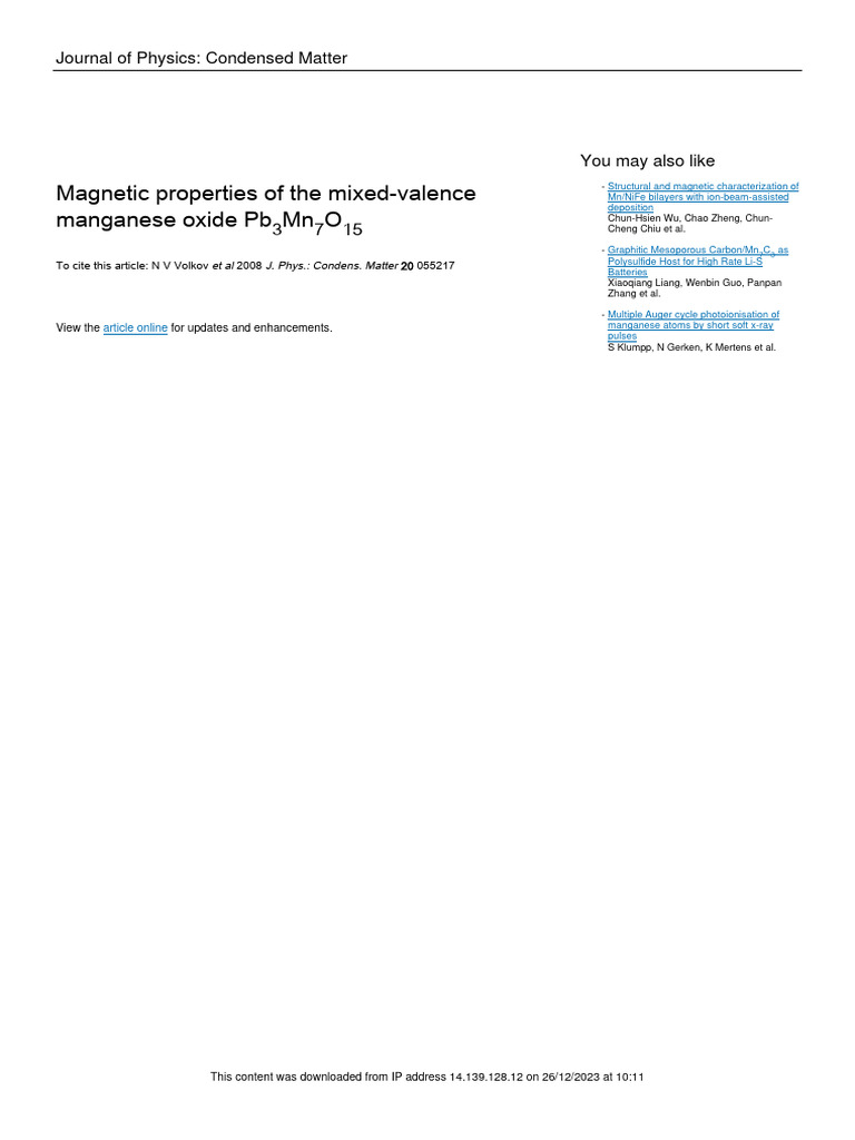 Volkov 2008 J. Phys. Condens. Matter 20 055217 | PDF | Ferromagnetism ...