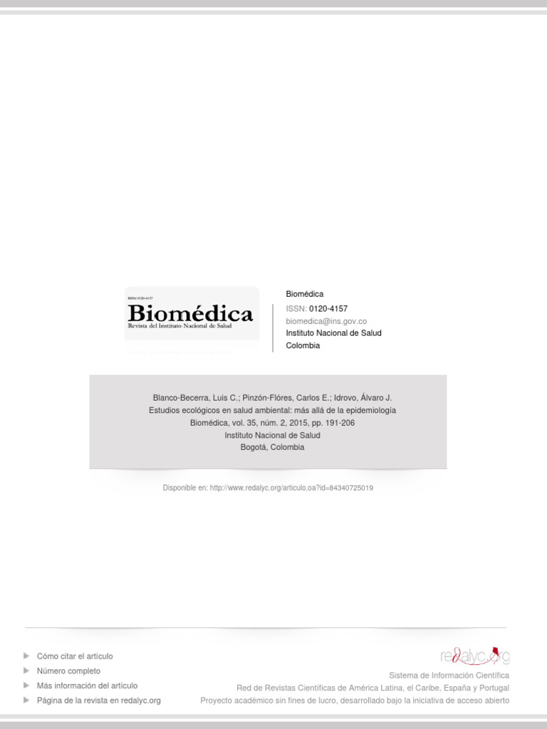 Estudios ecológicos en salud ambiental | PDF | Investigación ...