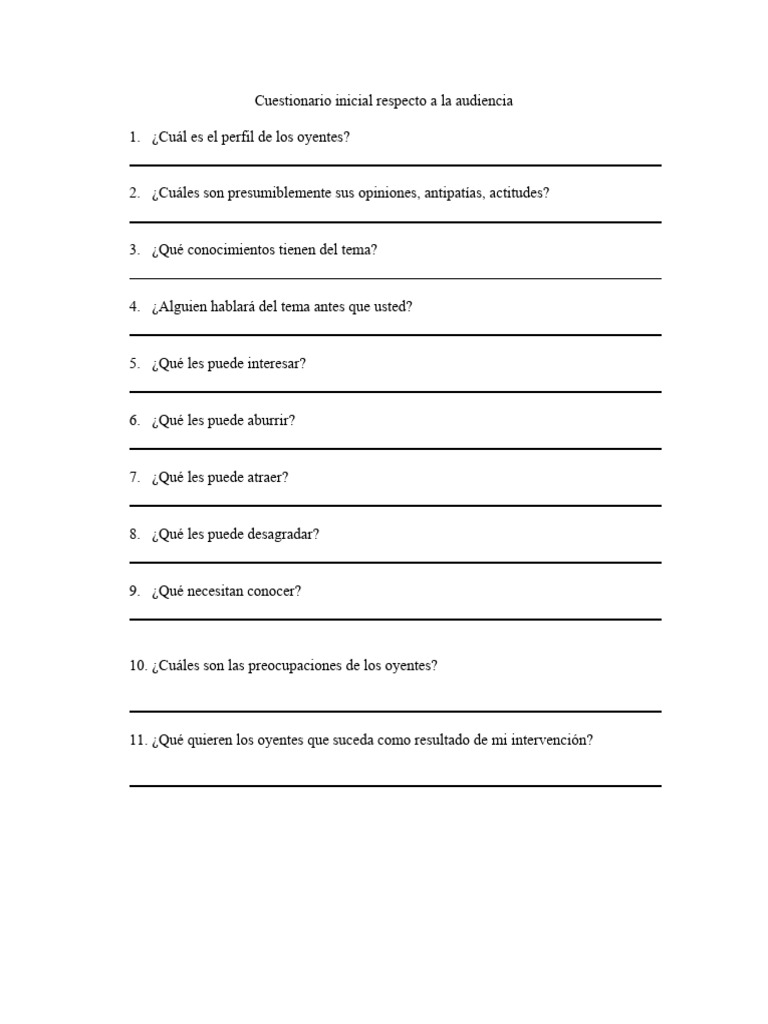 Cuestionario para Conocer a la Audiencia | PDF