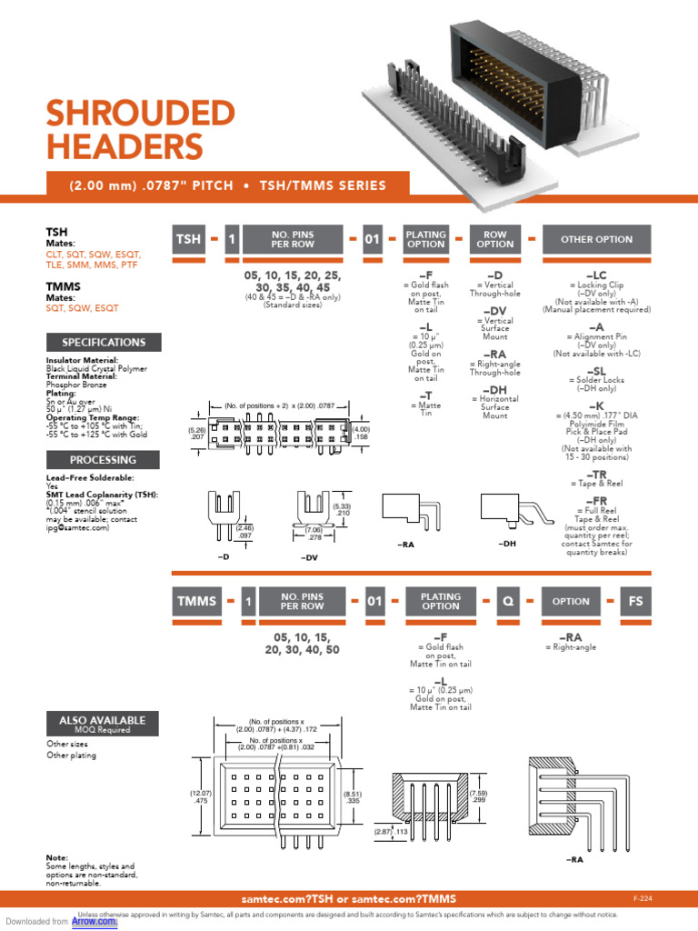 Shrouded Headers: (2.00 MM) .0787" PITCH - TSH/TMMS SERIES | PDF ...