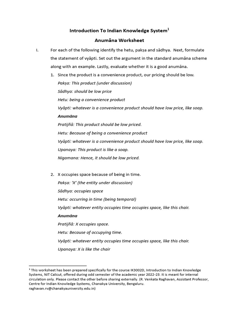 Anumana Worksheet Solutions | PDF | Philosophy | Foreign Language Studies
