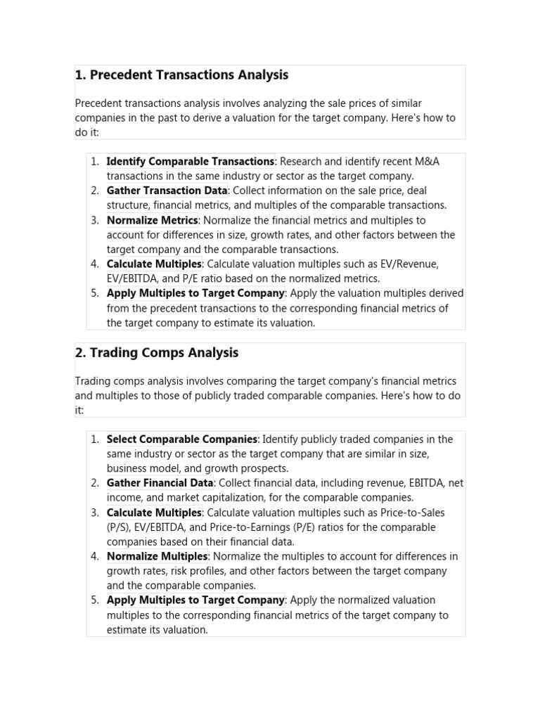 Precedent Transactions and Trading Comps Raimundo Valdés Fresno | PDF ...
