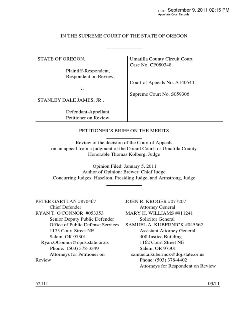 State of Oregon vs. Stanley Dale James Jr. | PDF | Evidence (Law ...