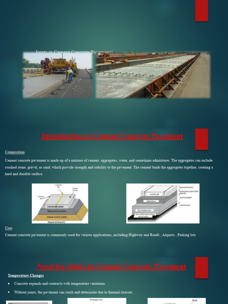 Joints in Cement Concrete Pavements Explained | PDF | Concrete | Road ...