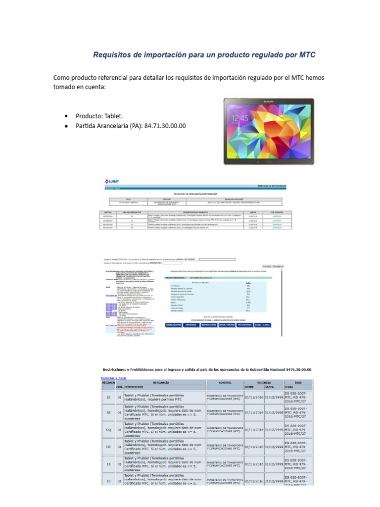 Requisitos de Importación para Un Producto Regulado Por MTC | PDF ...