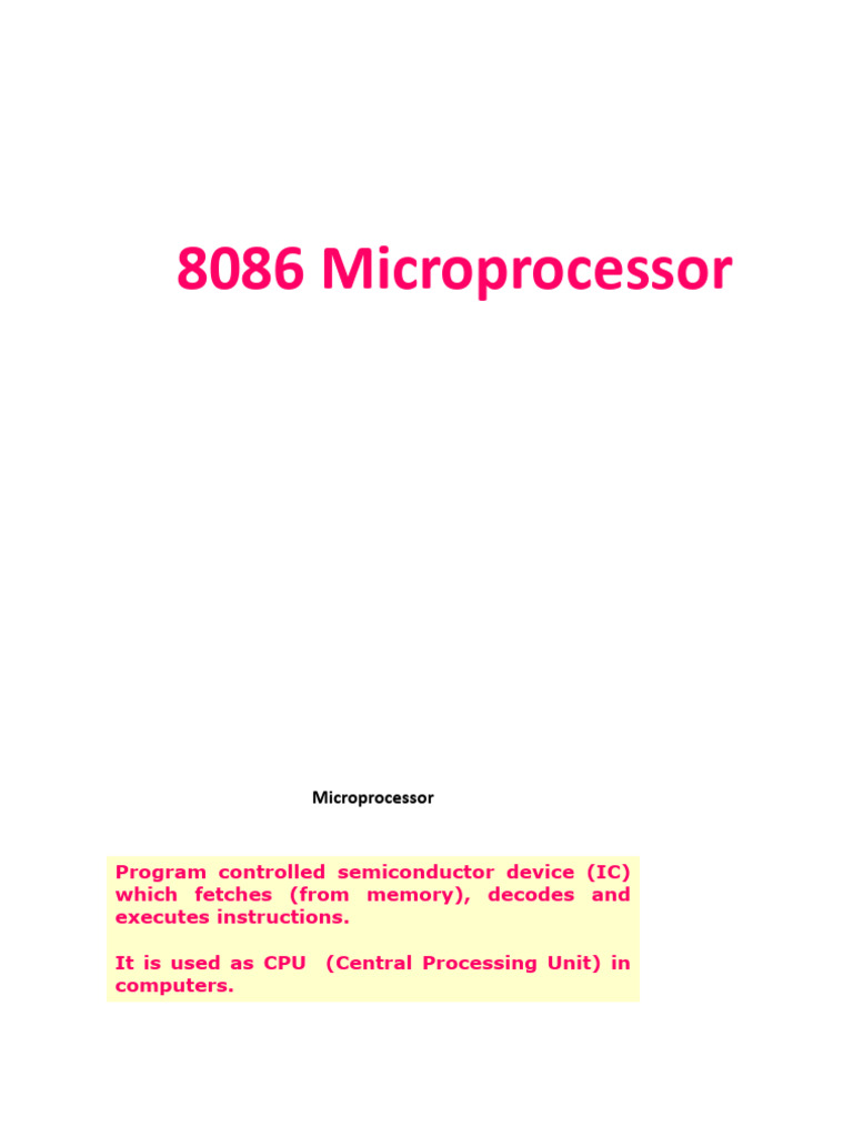 8086 Architecture (Unit1 Part1) | PDF | Central Processing Unit | Input/Output