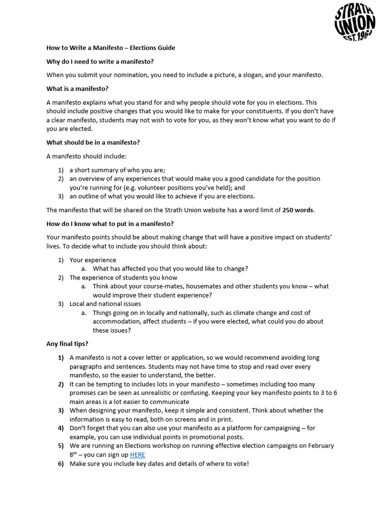 How To Write A Manifesto Guidance | PDF | Career & Growth