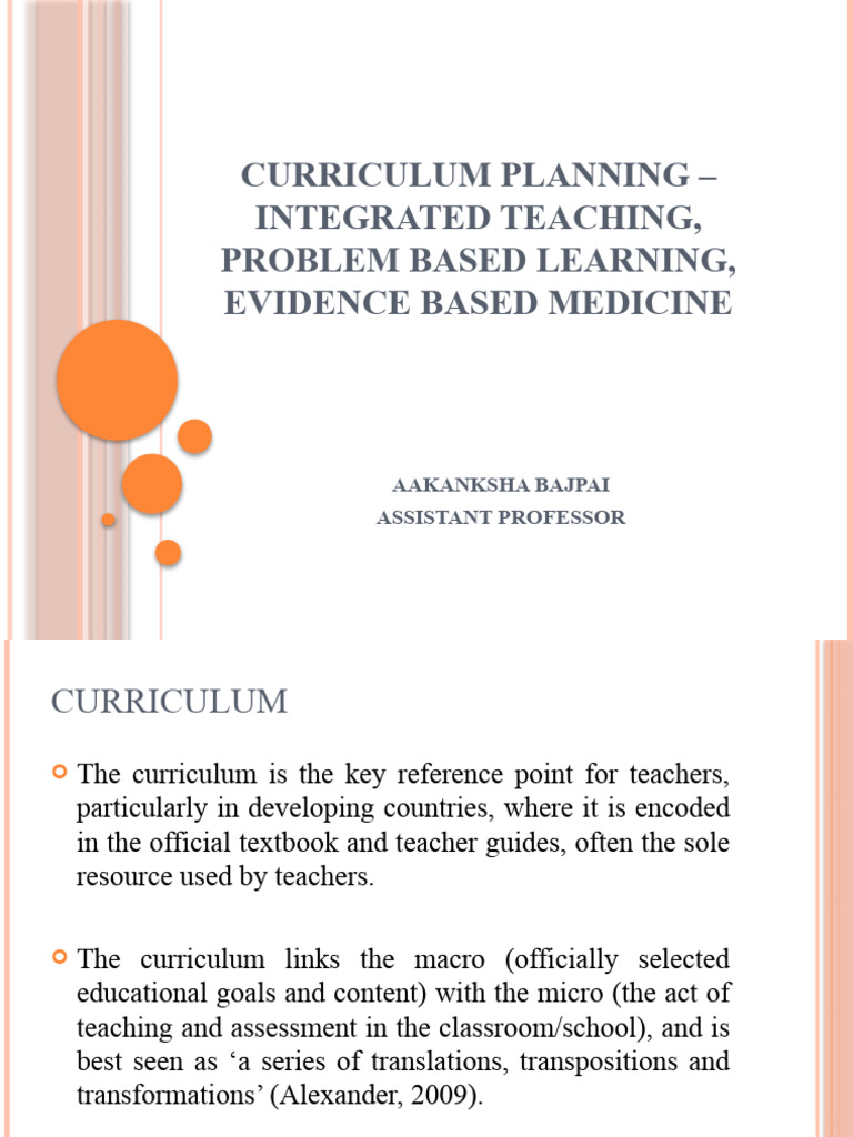 Curriculum Planning - Integrated Teaching Problem Based | PDF | Curriculum | Learning