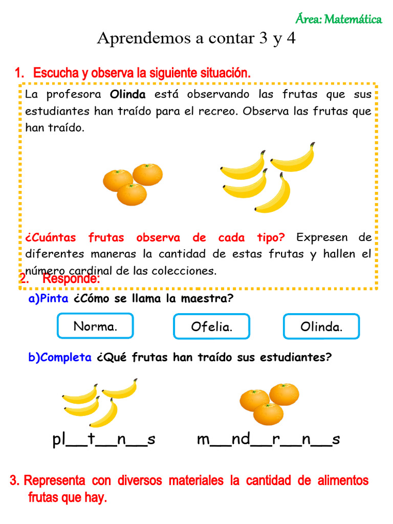 Aprendemos A Contar 3 y 4 | PDF