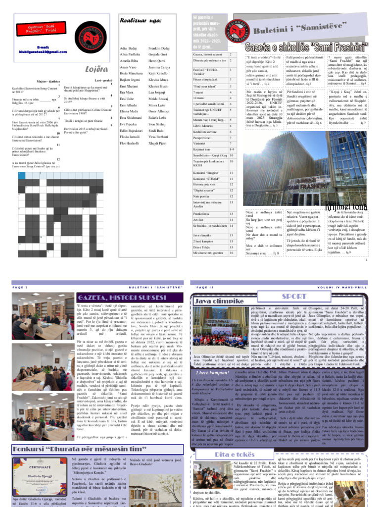 Gazeta e Shkolles SF Mars-Prill | PDF