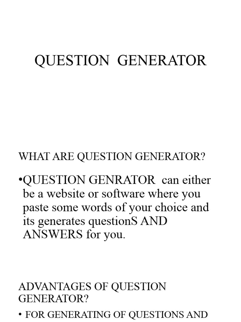 Question Generator | PDF | Career & Growth