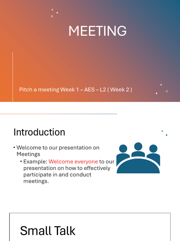 MEETING Exemple of Pitching | PDF | Human Communication