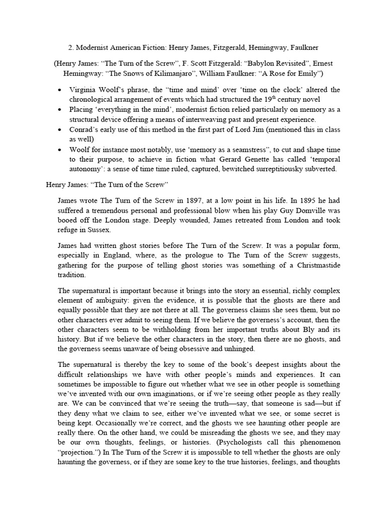 Modernist Themes in American Fiction | PDF | The Turn Of The Screw