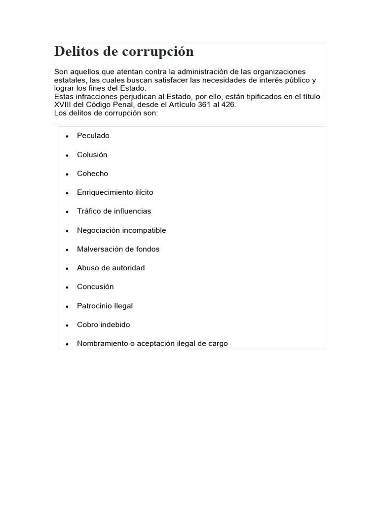 Delitos De Corrupción Pdf