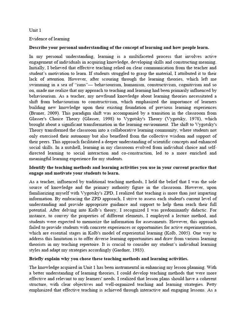 4164 - U1 - Evidence of Learning | PDF | Educational Assessment | Learning