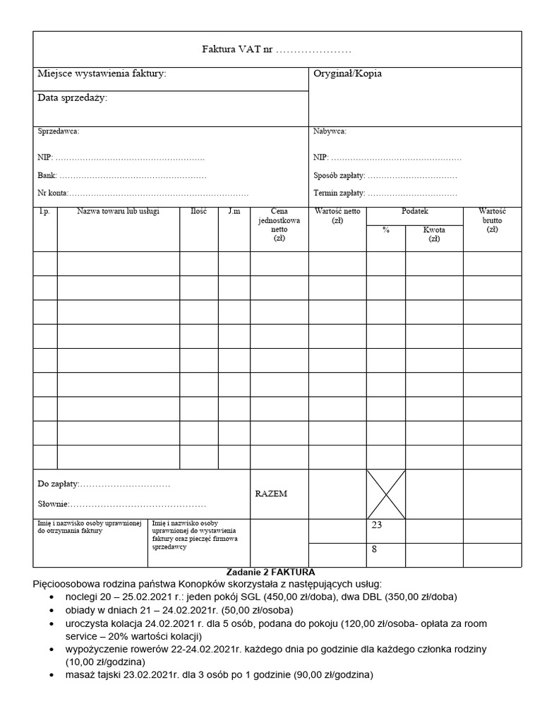 Zadanie 2 Faktura | PDF