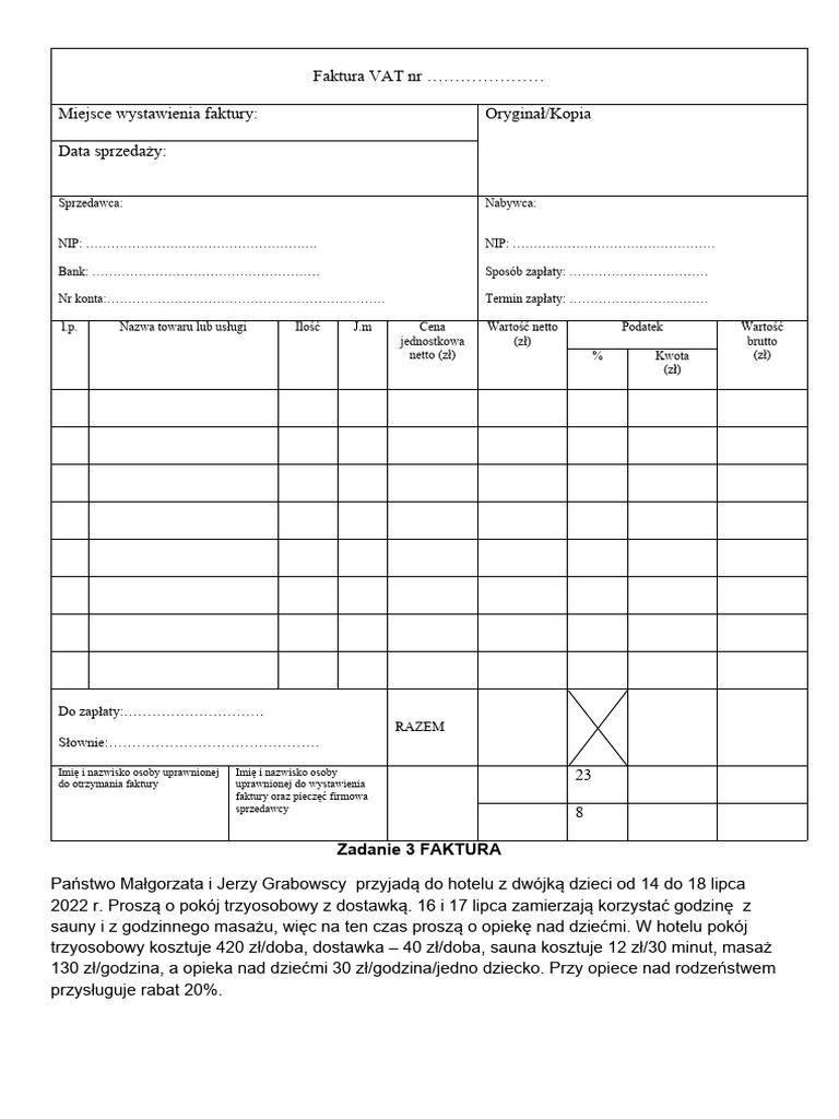 Zadanie 3 Faktura | PDF