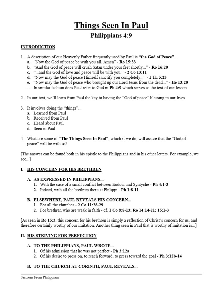 Lessons from Paul's Philippians Sermon | PDF | Paul The Apostle ...